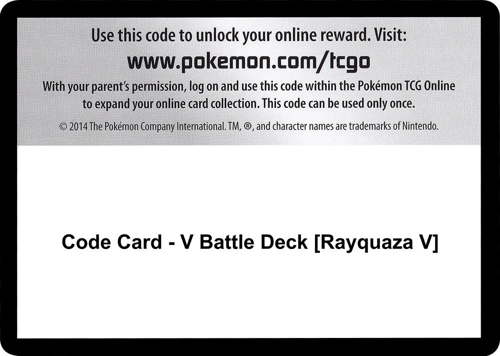 Code Card - V Battle Deck [Rayquaza V] (MCAP)