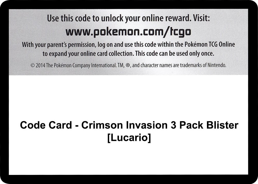 Code Card - Crimson Invasion 3 Pack Blister [Lucario] [SM - Crimson In