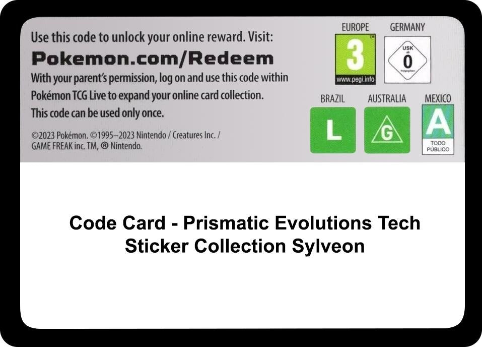 Code Card - Prismatic Evolutions Tech Sticker Collection [Sylveon] (MC ...